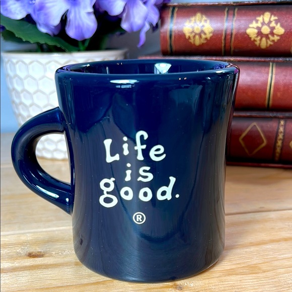 Life Is Good | Dining | Life Is Good Blue Ceramic Coffee Mug Euc | Poshmark